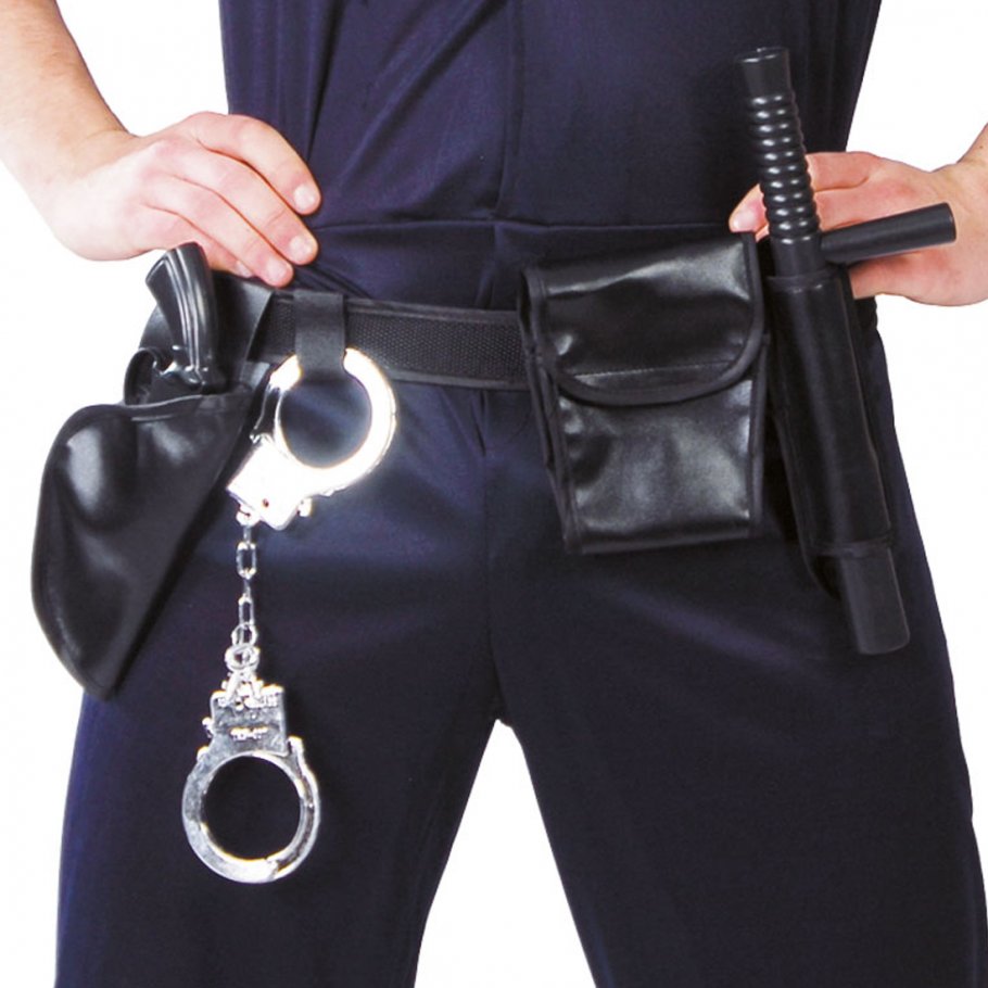 Polizei Gürtel inklusive Accessoires Holster mit Handschellen, T