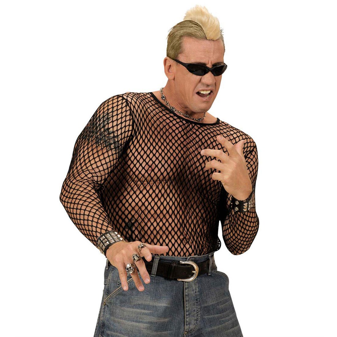 Netzhemd schwarz Rocker Kostüm Gr M-L, 13,99