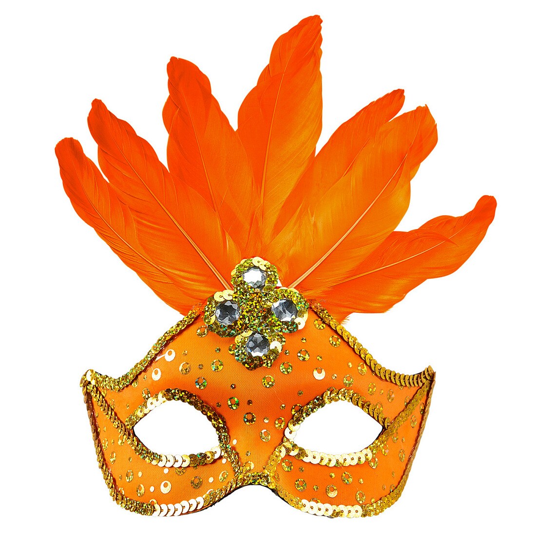 Brasilianische Karneval-Maske mit Federn Orange, 6,99