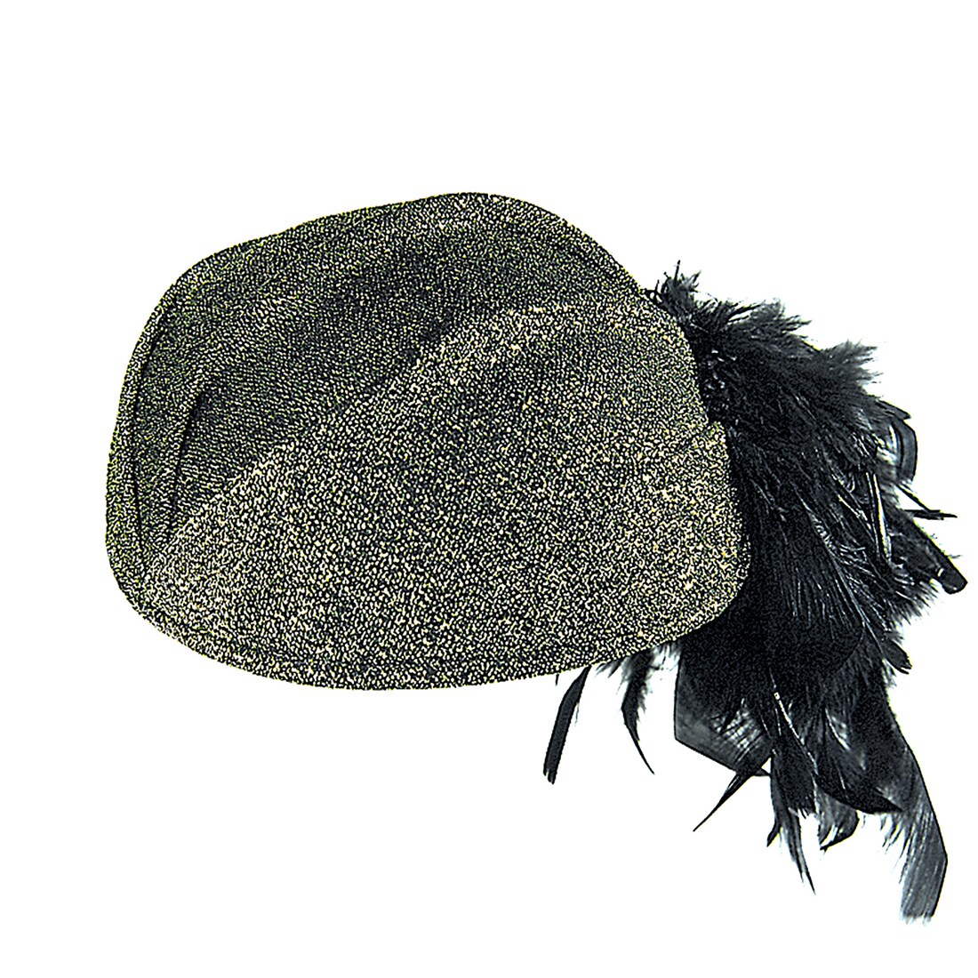 Bezaubernder Charleston-Hut mit Federn Gold-Grau, 7,49