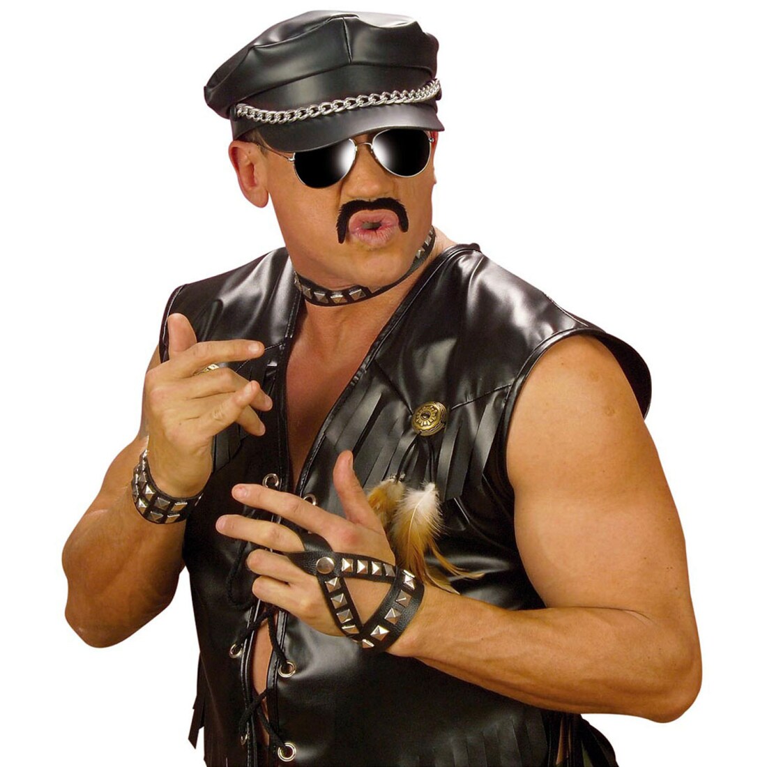 Rocker Kostüm-Set Schwarz-Silber, 8,09