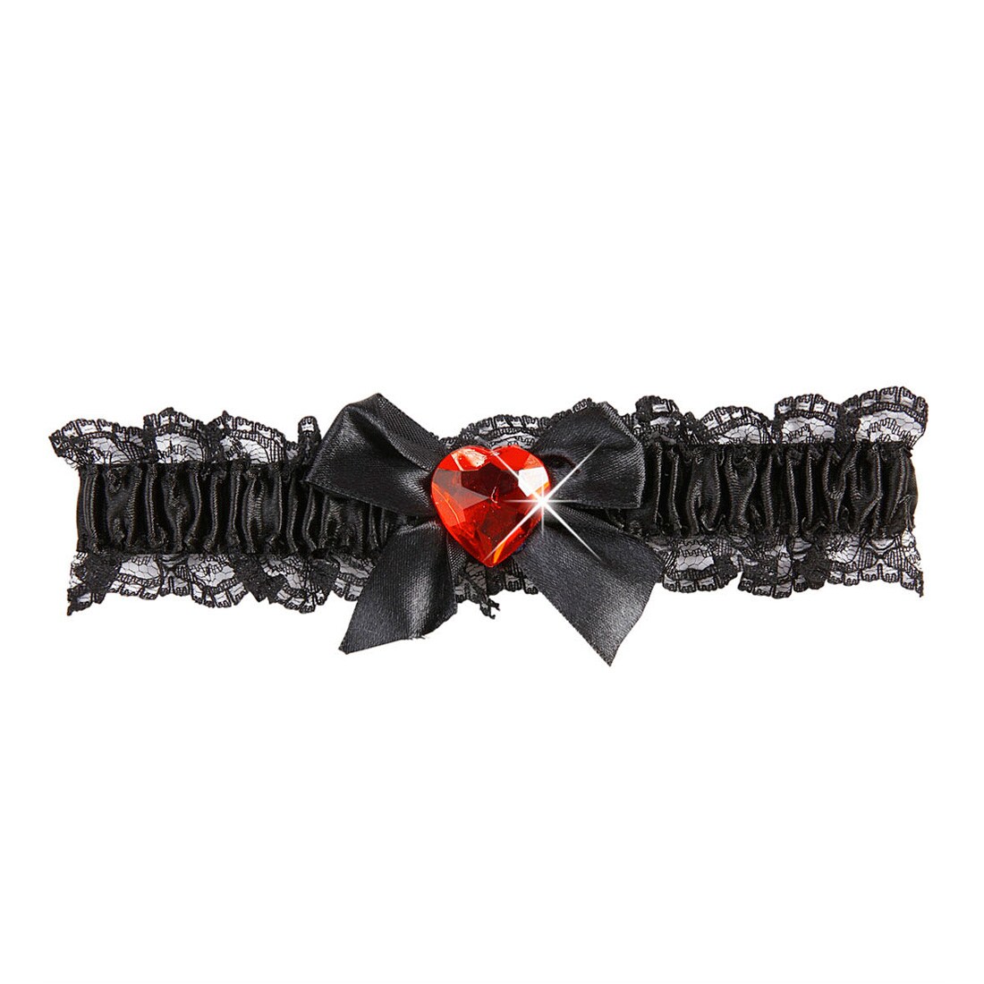 Sexy Herz Strumpfband Strumpfhalter Burlesque schwarz-rot, 3,99