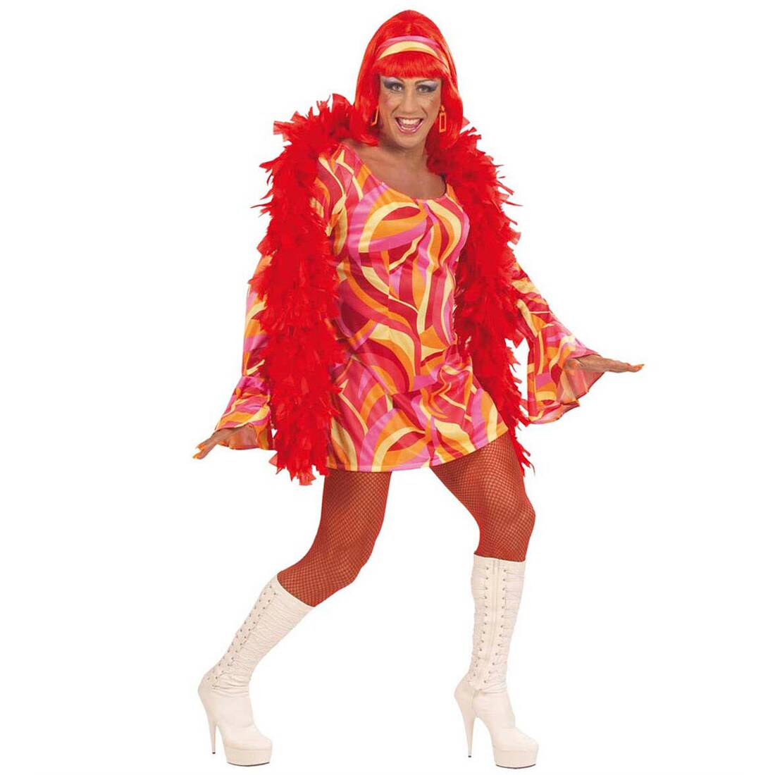 Travestie Kostüm XL 54-56 orange Drag Queen 70er Kleid, 26,99
